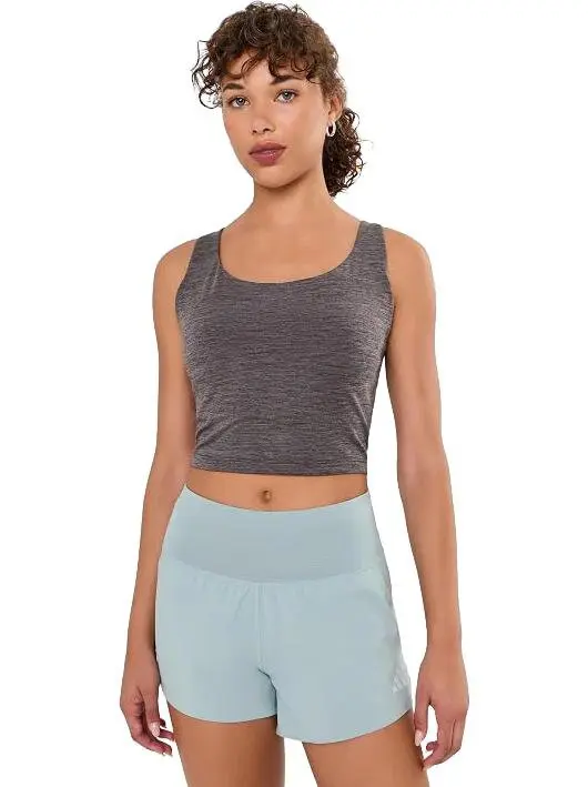Adidas All Me Medium-support Long Line Training Bra Tank Top Bra - Aurora Coffee/melange