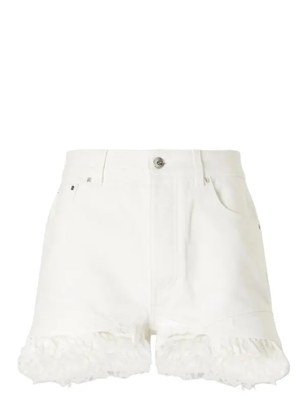 Rabanne Frayed Denim Shorts - Neutrals