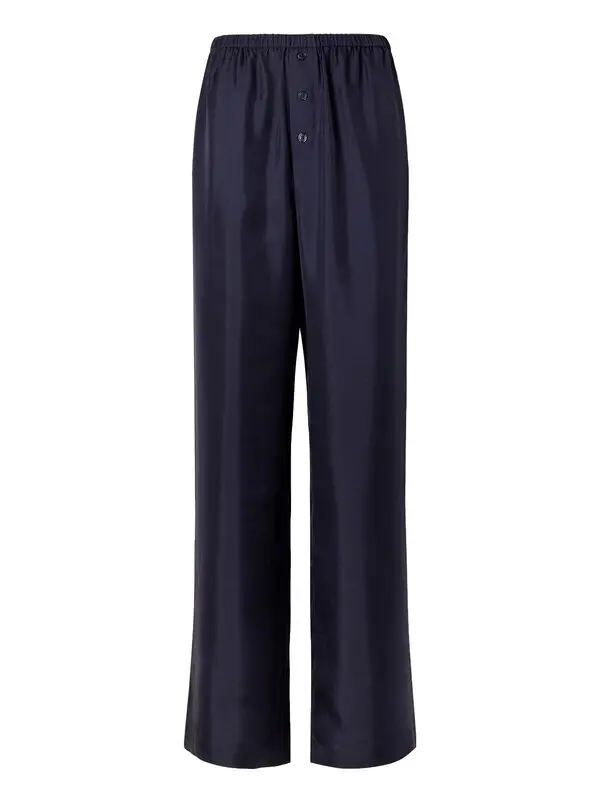 RÓHE Silk Satin Wide-leg Pants - Blue