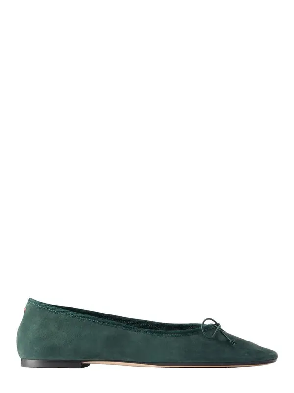 AeydĒ Tiby Suede Ballet Flats With Bow Detailing - Green