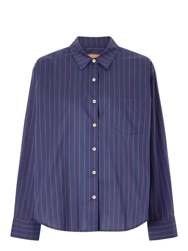 JAMIE HALLER Weekend Striped Cotton Shirt - Blue