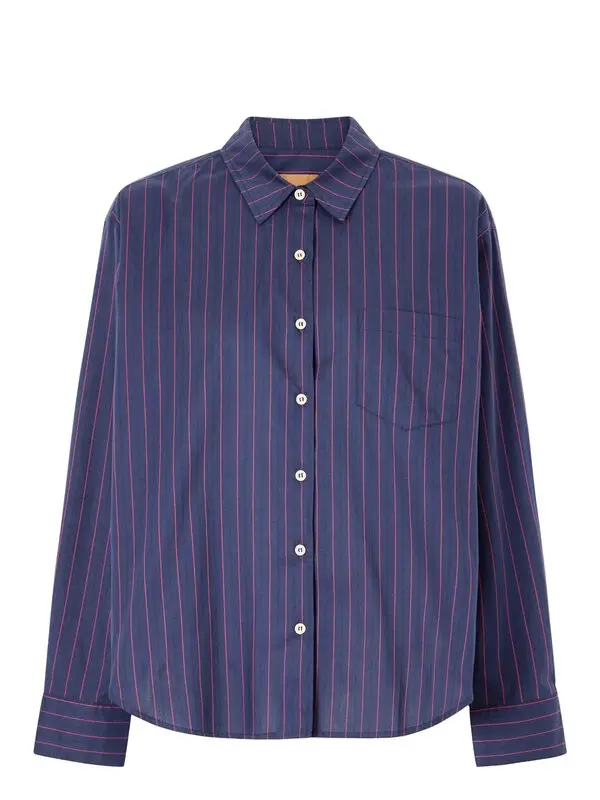 JAMIE HALLER Striped Cotton Shirt - Navy