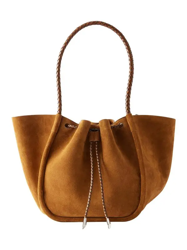 Proenza Schouler Ruched Suede Tote With Leather Trim - Brown