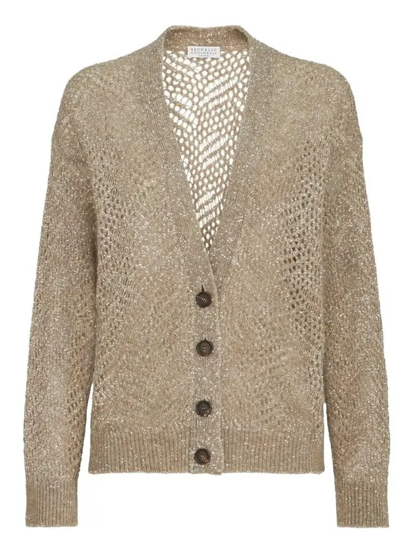 Brunello Cucinelli V-neck Cardigan With Horn Button Closure - Brown