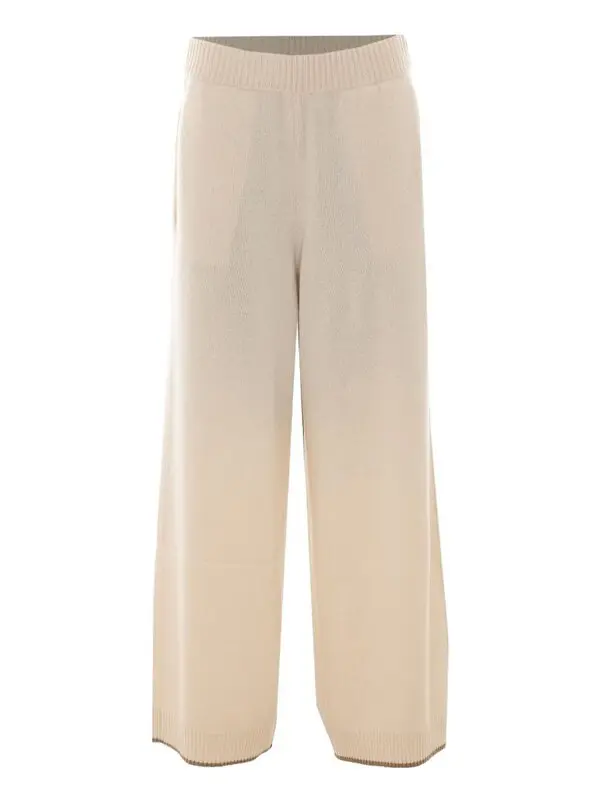 Brunello Cucinelli Cashmere Wide Leg Trousers - White