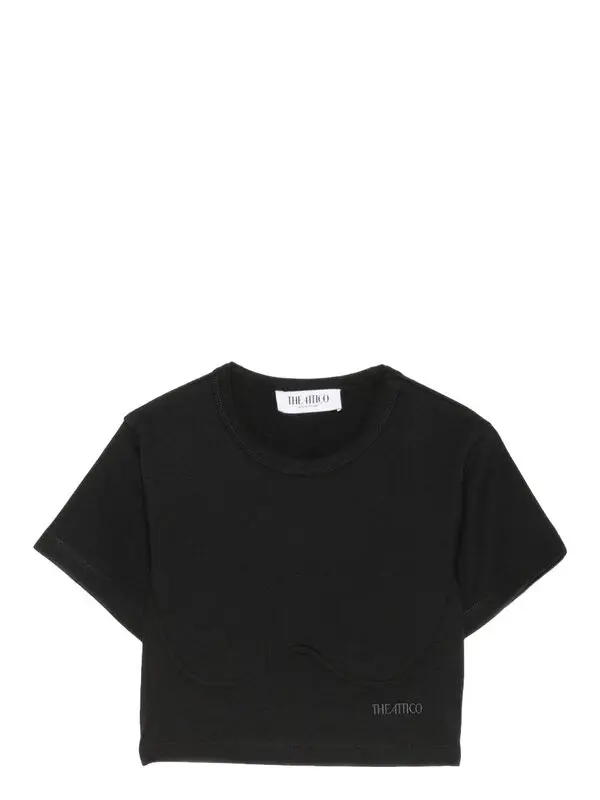 Attico Logo Cropped T-shirt - Black