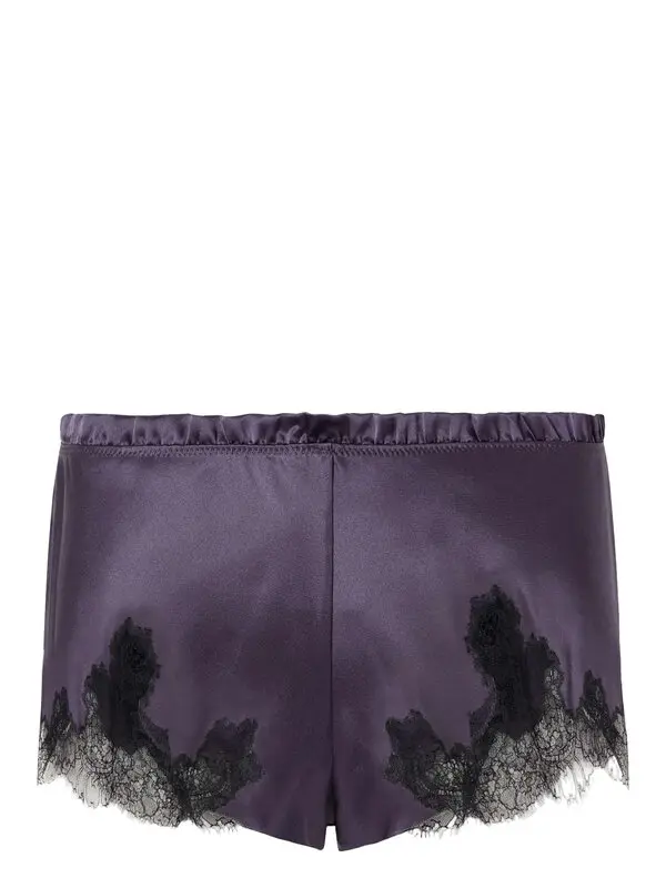 Carine Gilson Lace-trimmed Silk-satin Shorts - Dark Gray