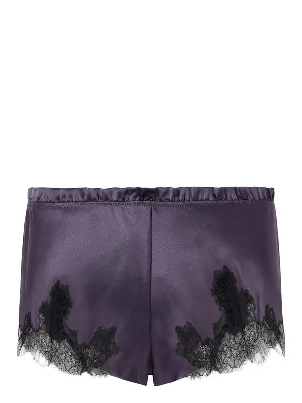Carine Gilson Lace-trimmed Silk-satin Shorts - Gray