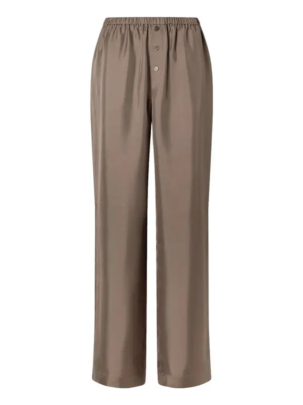 RÓHE Silk Satin Wide-leg Trousers - Brown