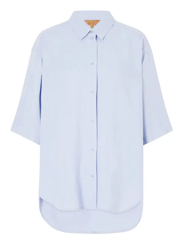 JAMIE HALLER Elbow Silk Shirt - Blue