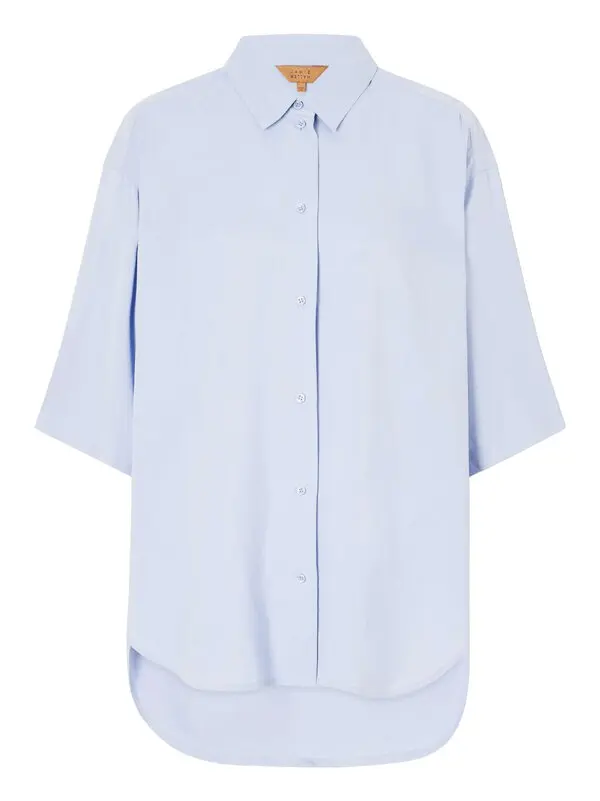 JAMIE HALLER Elbow Silk Shirt - Sky Blue
