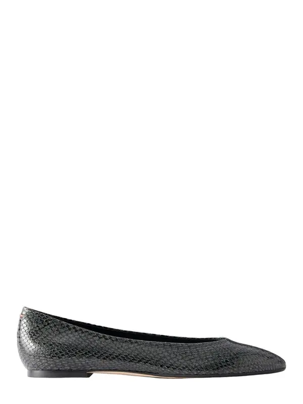 AeydĒ Ellie Snake-effect Leather Ballet Flats - Forest Green