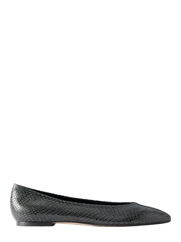 AeydĒ Ellie Snake-effect Leather Ballet Flats - Green