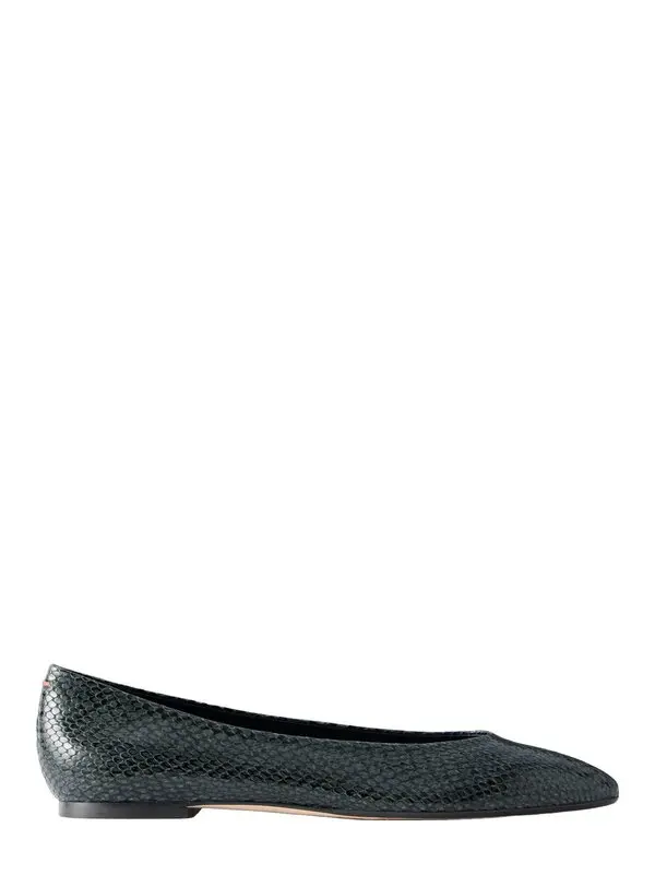 AeydĒ Ellie Snake-effect Leather Ballet Flats - Green