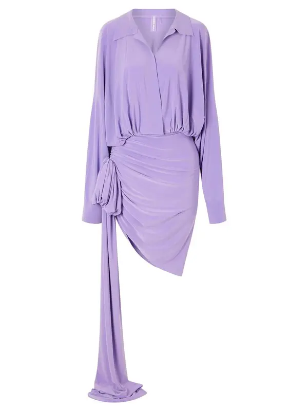 Norma Kamali Gathered Stretch-jersey Mini Dress - Lavender