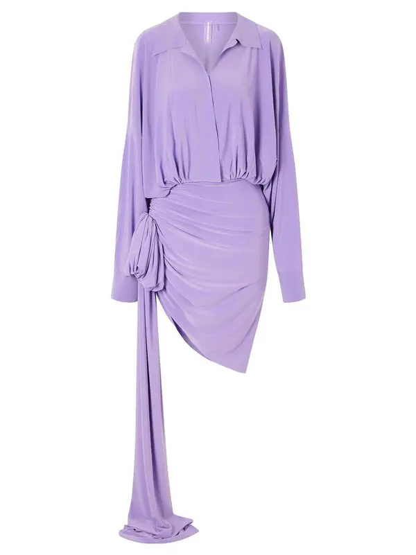 Norma Kamali Gathered Stretch-jersey Mini Dress - Purple