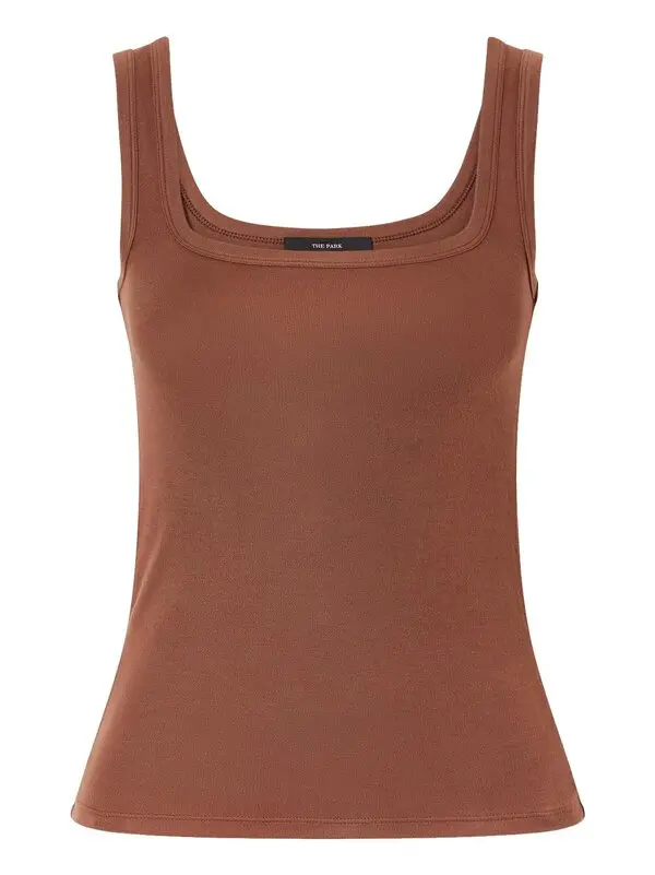 THE PARK Sawyer Cotton Ribbed Tank - Dark Brown