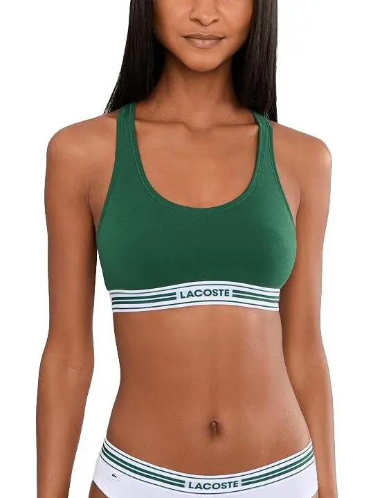 Lacoste Contrast Band Stretch Cotton Bralette Bra - Green