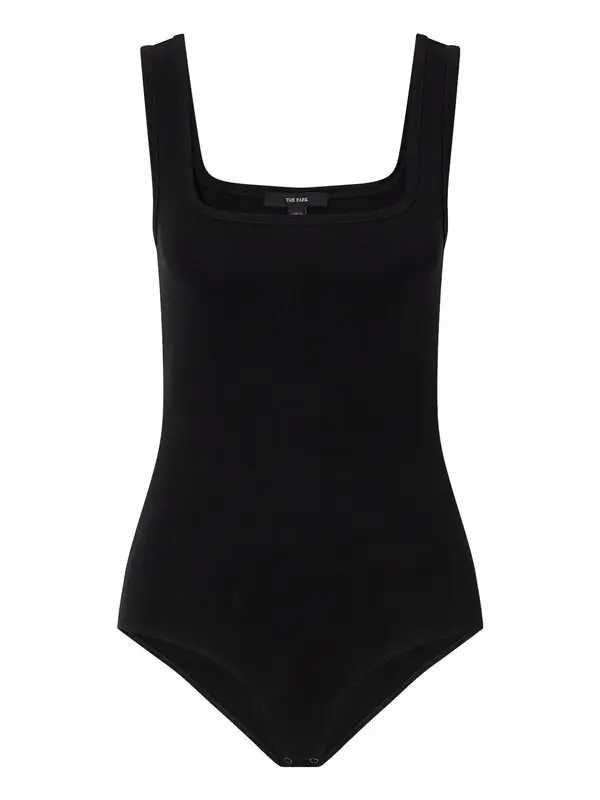 THE PARK Shan Stretch-jersey Square Neck Bodysuit - Black