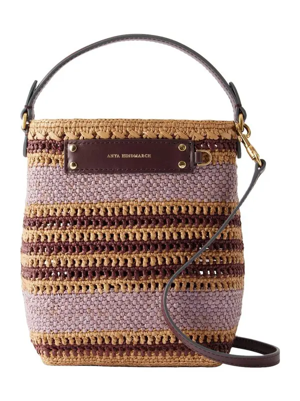 ANYA HINDMARCH Striped Raffia Cross Body Bag - Purple
