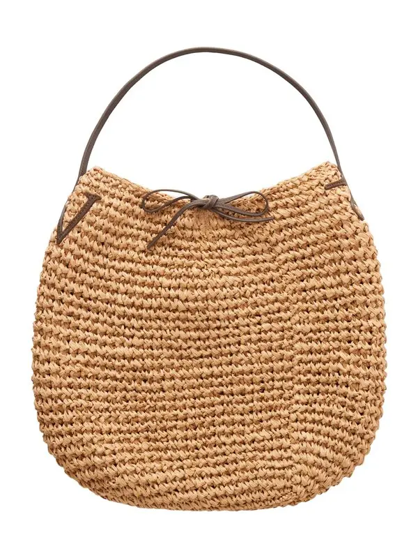 JW Anderson Large Raffia Tote With Suede Trim - Tan
