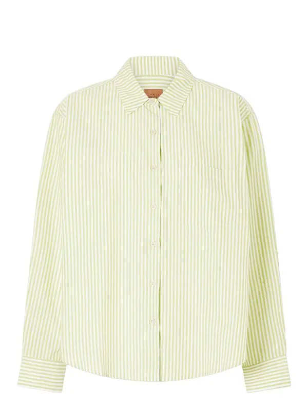 JAMIE HALLER Striped Cotton Shirt - Pastel Yellow
