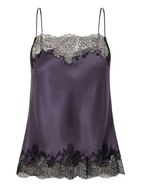 Carine Gilson Lace-trimmed Silk-satin Camisole - Dark Gray