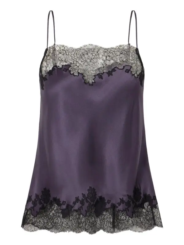 Carine Gilson Lace-trimmed Silk-satin Camisole - Gray