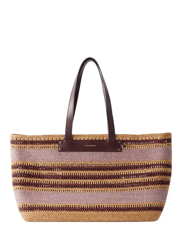 ANYA HINDMARCH Striped Raffia Tote - Purple