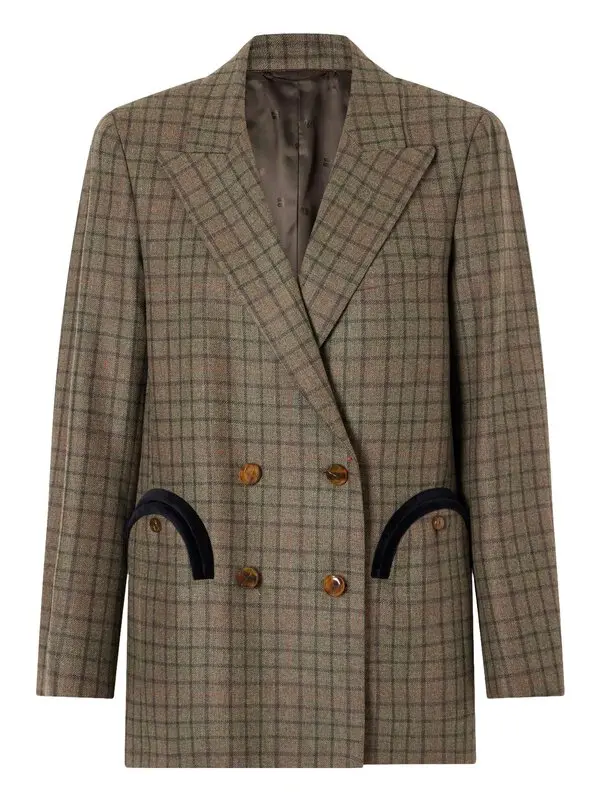 BLAZÉ MILANO Double-breasted Checked Wool And Cashmere-blend Blazer - Green