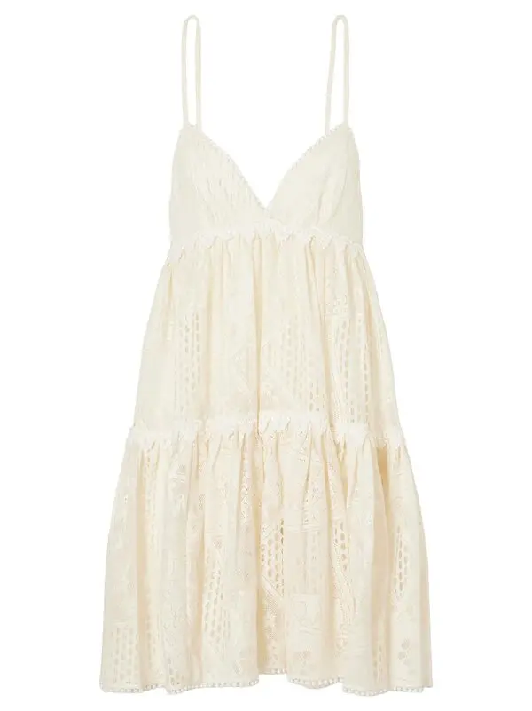 La DoubleJ Nymph Cotton-blend Lace Mini Dress - White