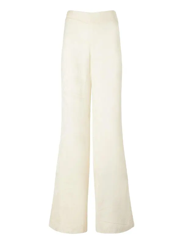Johanna Ortiz Satin-jacquard Flared Pants - Off-white