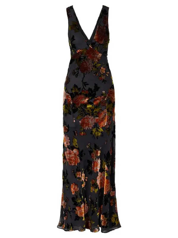 Anna Sui Velvet Devoré Floral Maxi Dress - Multi