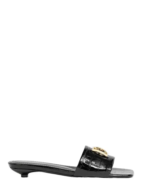 ANINE BING Ria Embellished Croc-effect Leather Mules - Black