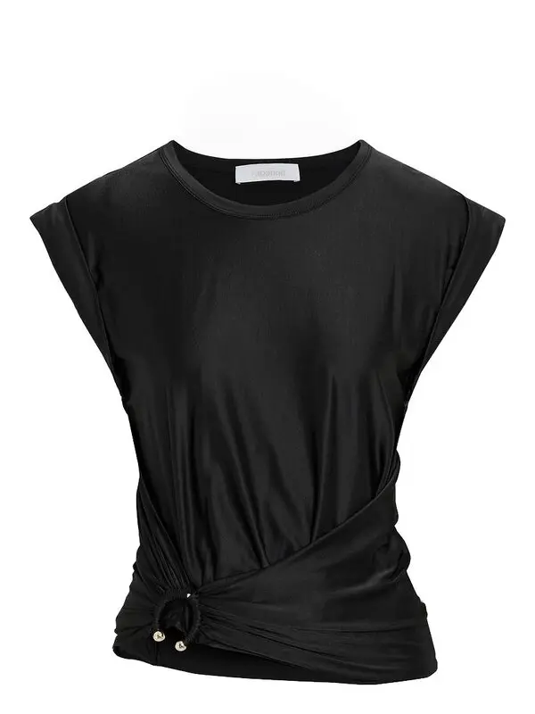 Rabanne Embellished Satin Jersey Top - Black
