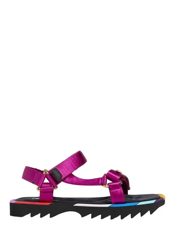 Emilio Pucci Crush Satin Logo-embellished Sandals - Magenta