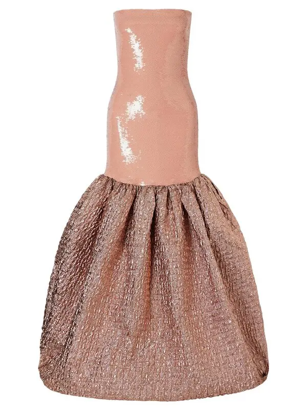 DIMA AYAD Sequined Cloqué Gown - Orange