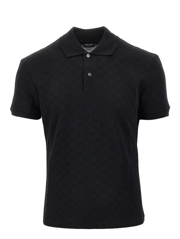 Gucci Jacquard Jersey Polo Shirt An - Black