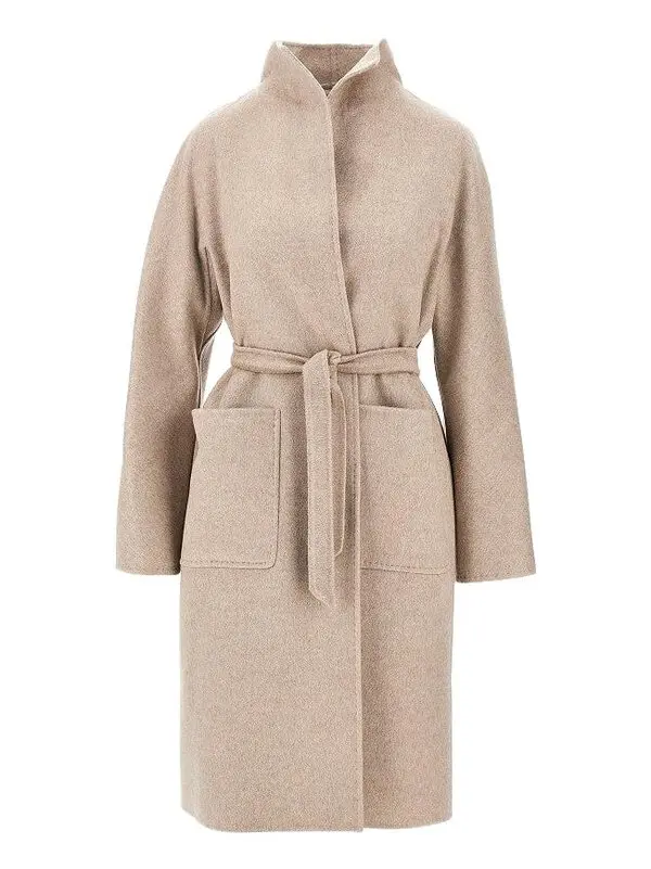 Max Mara Cashmere Drap Midi Coat - Beige