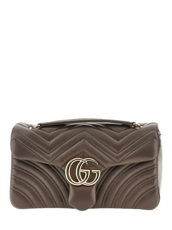 Gucci Gg Marmont' Nappa Leather Shoulder Bag - Brown
