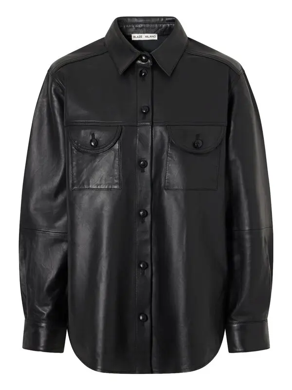 BLAZÉ MILANO Berber Leather Shirt - Black