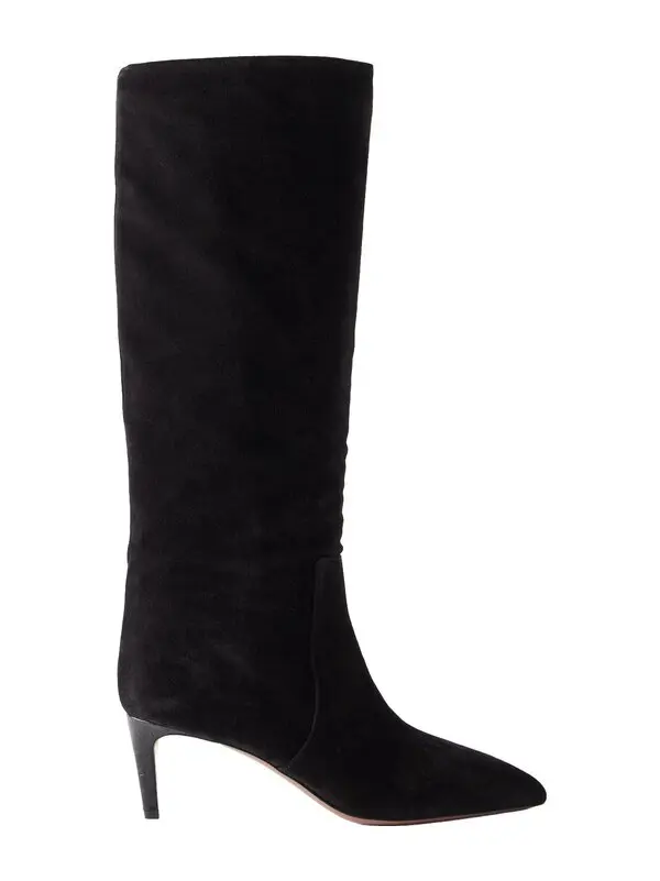 Paris Texas Stiletto 60 Suede Knee High Boots - Black