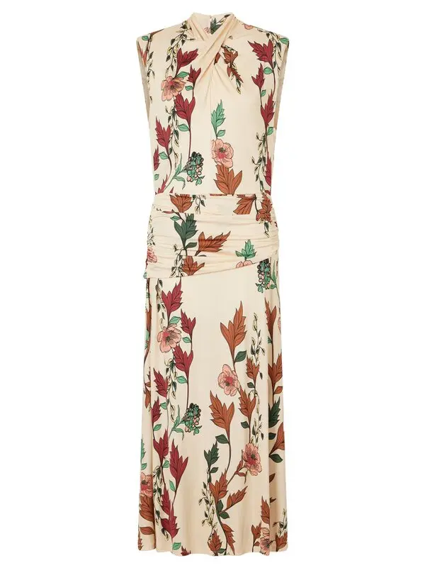 Johanna Ortiz Floral-print Satin Maxi Dress - Neutrals