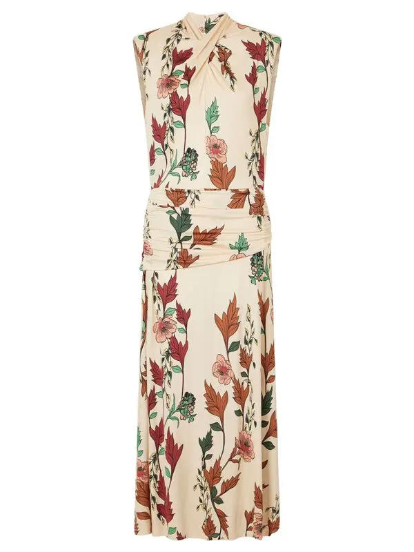 Johanna Ortiz Floral-print Satin Maxi Dress - Off-white