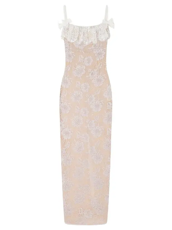 Alessandra Rich Lace And Sequins-embroidered Gown - Lavender