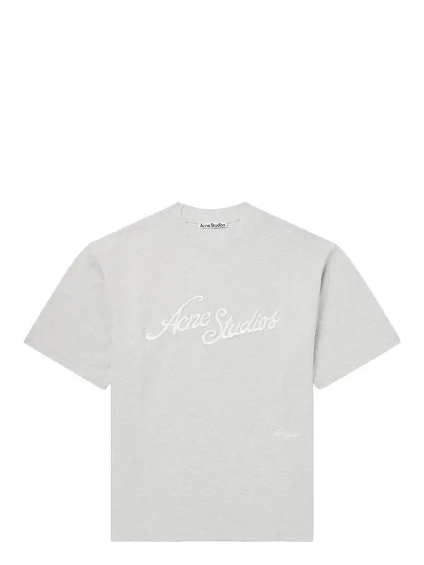 Acne Studios Logo-embroidered Cotton-piqué T-shirt - Gray