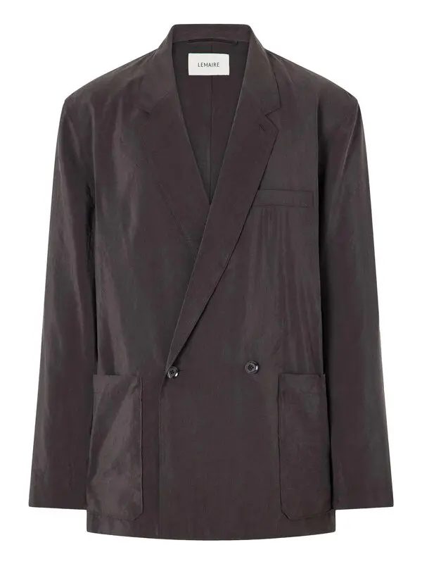 LEMAIRE Double-breasted Silk-blend Suit Jacket - Brown