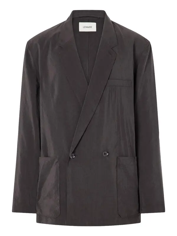 LEMAIRE Double-breasted Silk-blend Suit Jacket - Brown