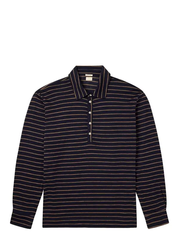 Massimo Alba Raya Striped Cotton-jersey Polo Shirt - Navy