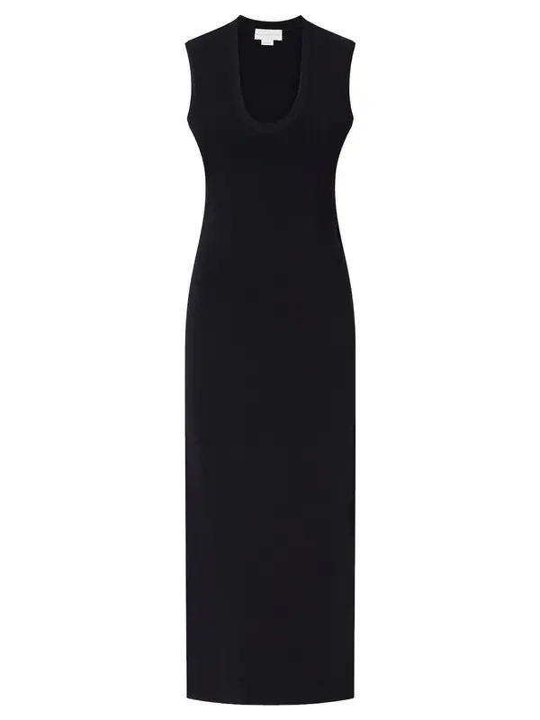 Stella McCartney Ribbed Jersey Midi Dress - Black